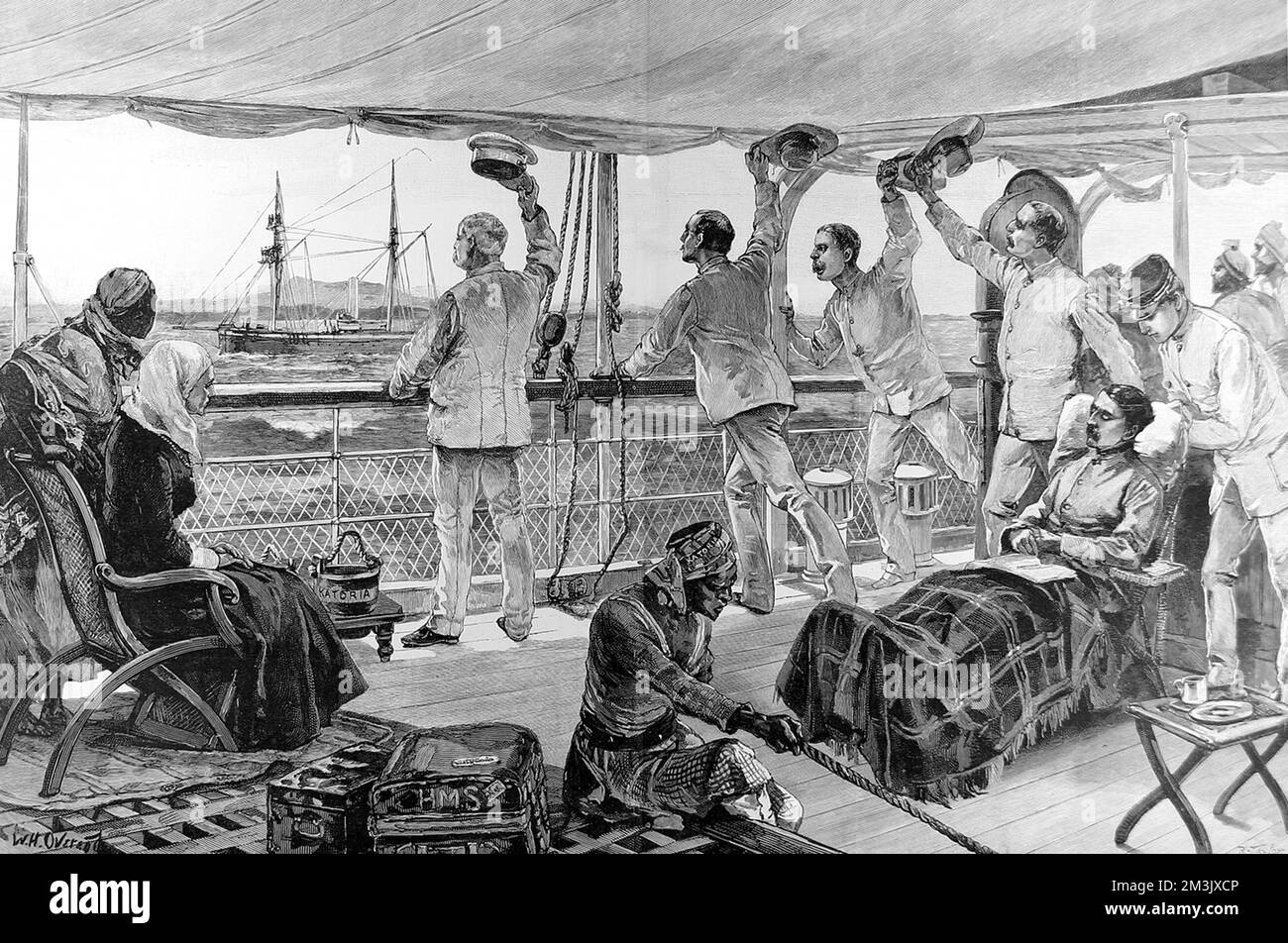 H.M. Stanley and his officers leaving Mombasa aboard the ste Stock ...