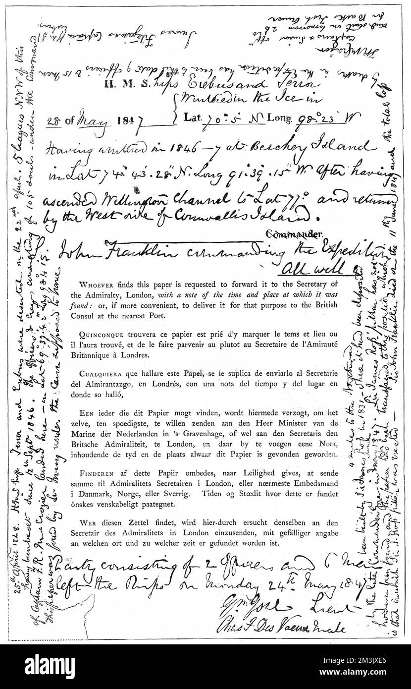 The Last Messages from the Franklin Expedition of 1845 Stock Photo - Alamy