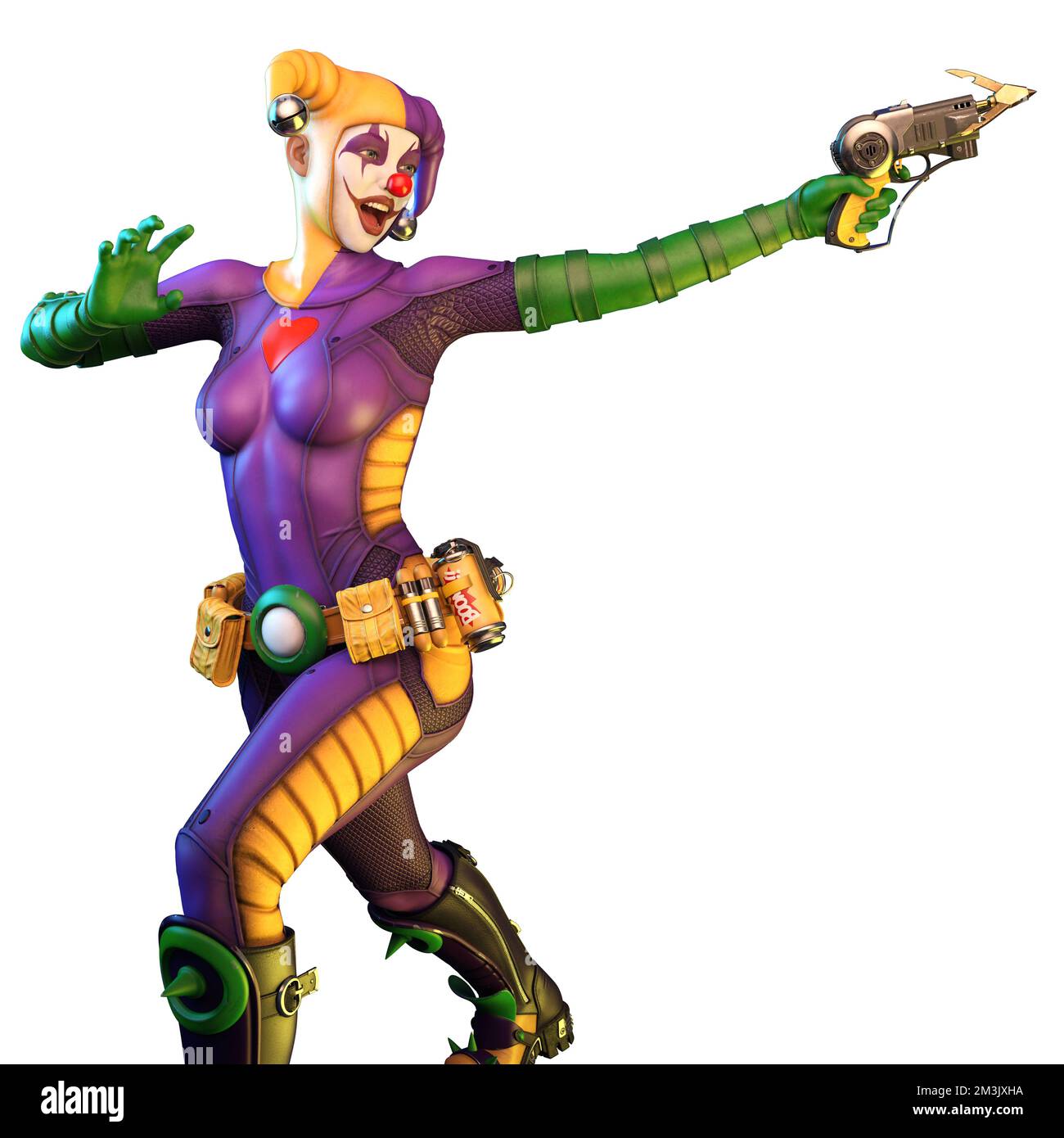 3D illustration woman clown warrior isolated on white background Stock ...