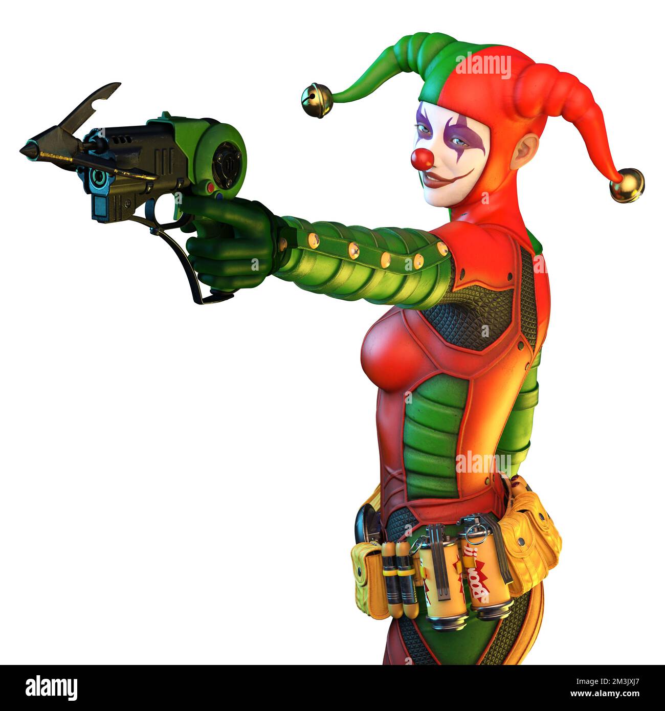 3D illustration woman clown warrior isolated on white background Stock ...