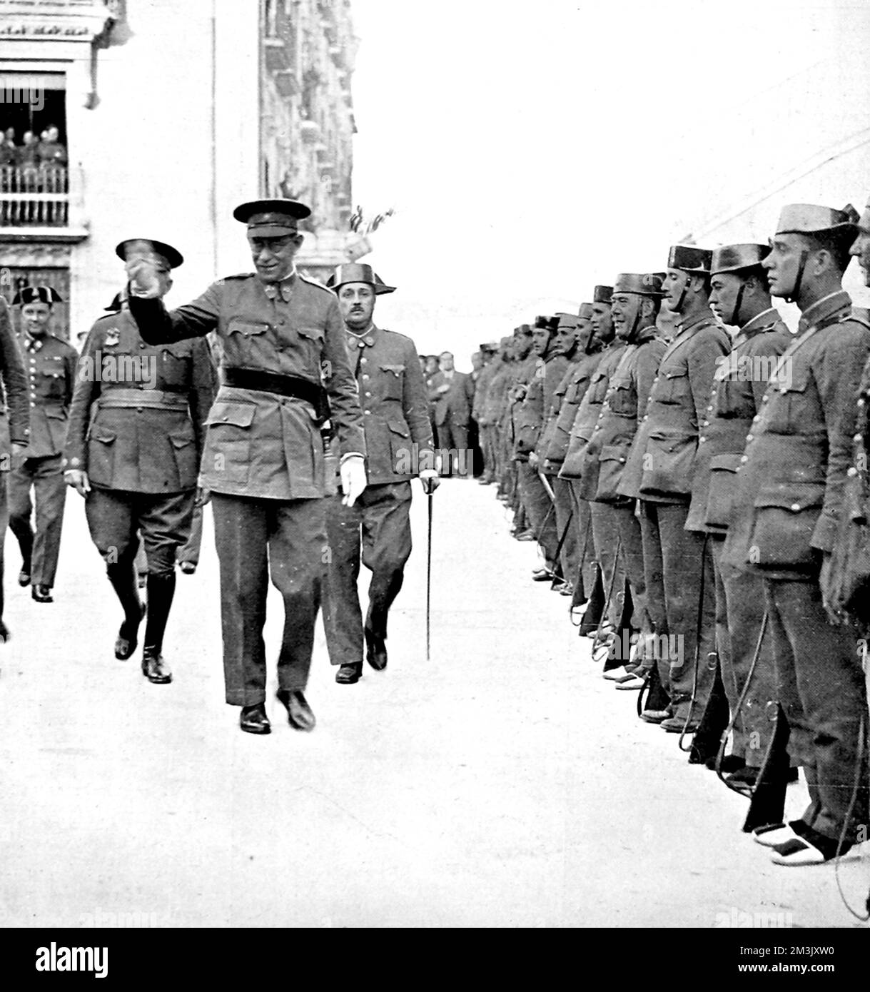 General Mola inspecting the Civil Guard; Spanish Civil War Stock Photo ...
