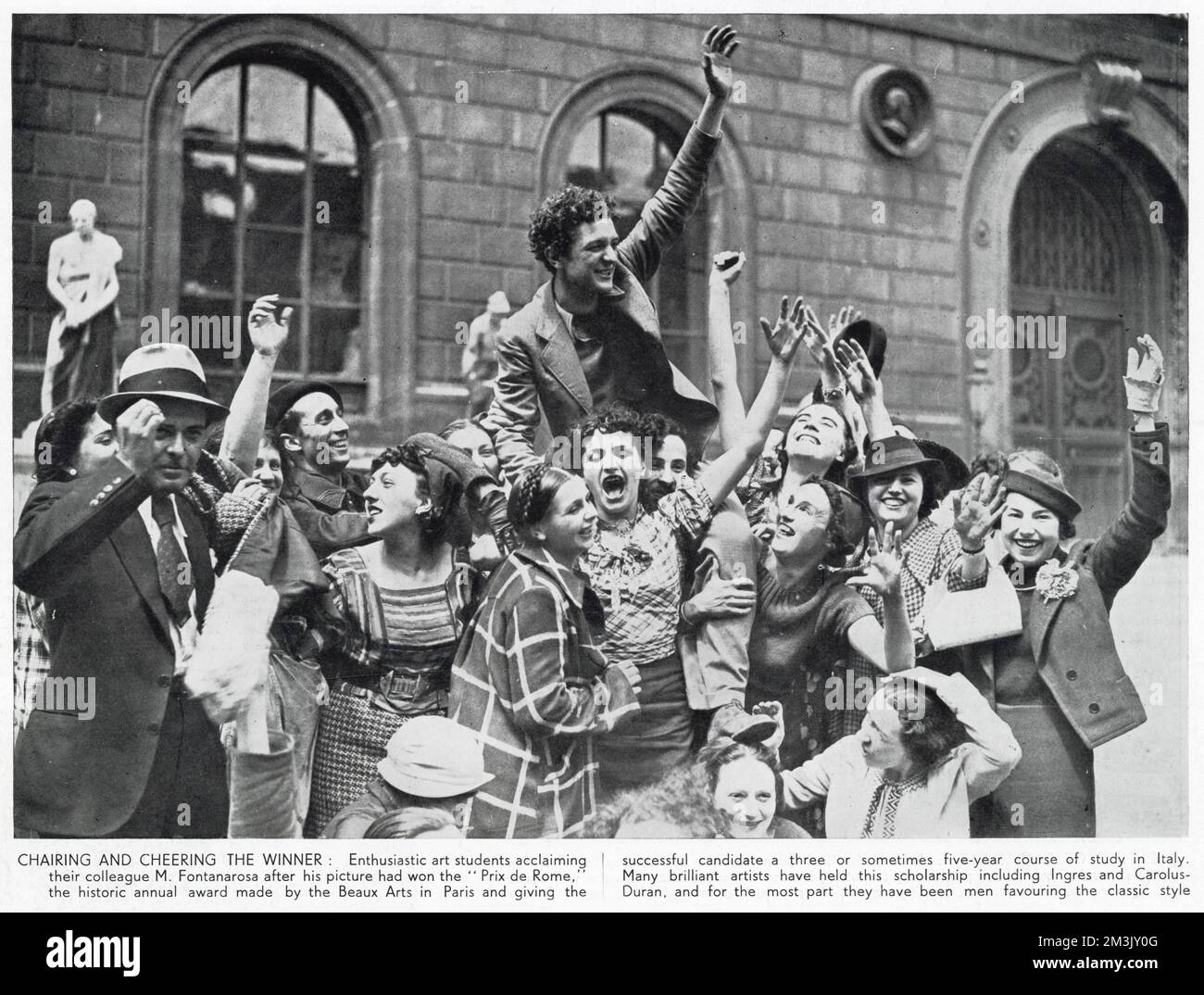 Students acclaiming their colleague, Lucien Fontanarosa (1912 - 1976 ...
