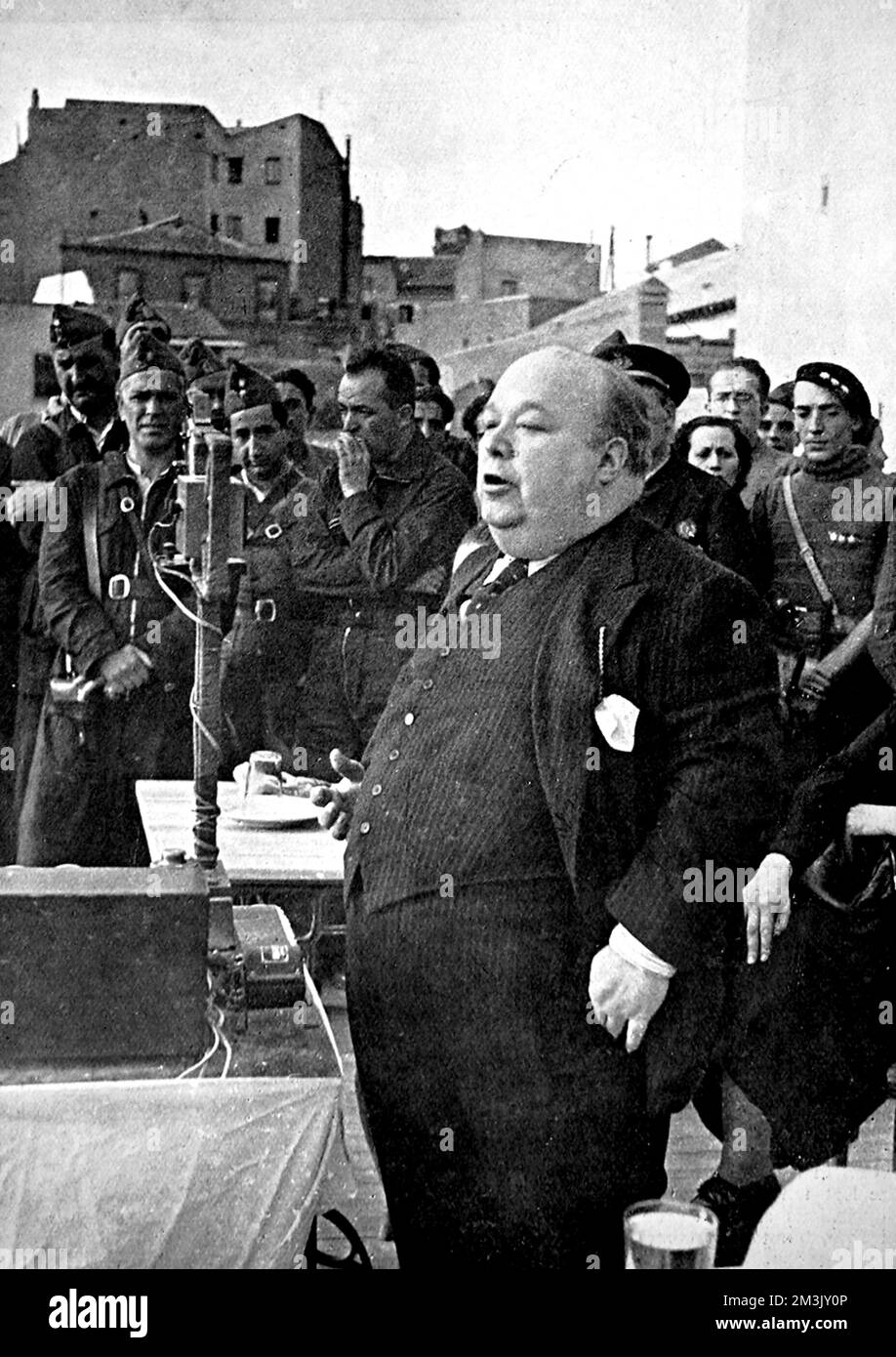 The Mayor of Madrid making a speech; Spanish Civil War 1936 Stock Photo ...
