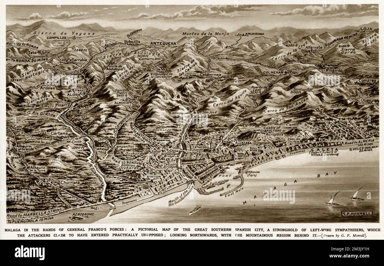 Aerial View of Malaga during the Spanish Civil War, 1937 Stock Photo ...