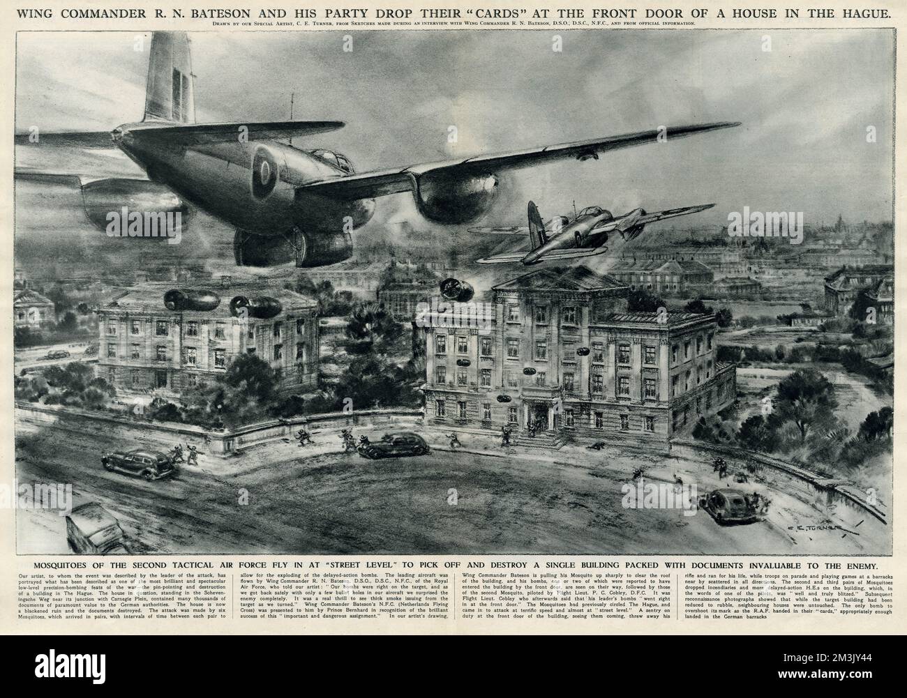 RAF Mosquitoes bombing a Nazi House at the Hague, 1944 Stock Photo - Alamy