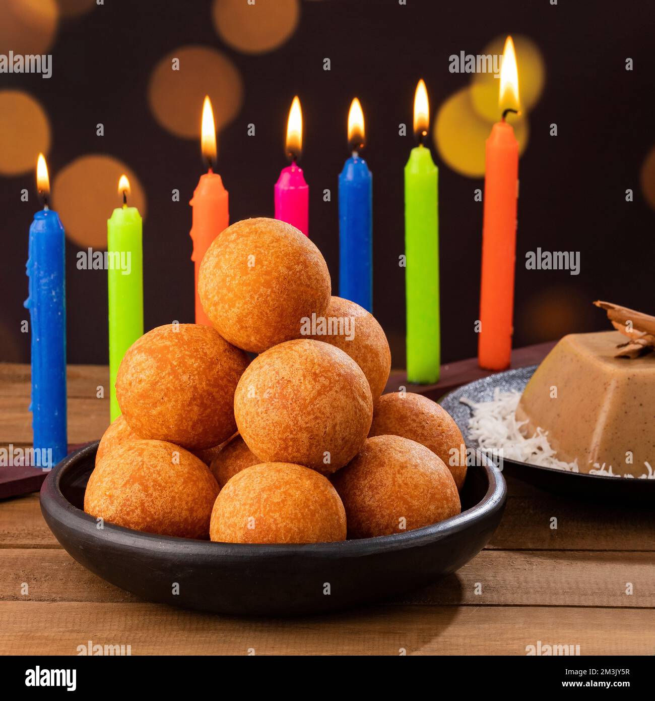 Buñuelos and natilla served at christmas - Night of candles Colombian ...