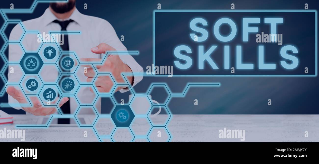 Conceptual caption Soft Skills. Business showcase personal attribute ...