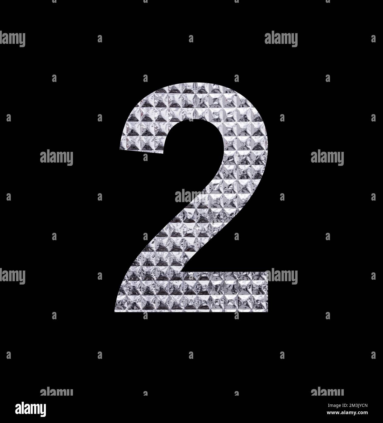 Number 2 - Digit two in textured silver shiny paper Stock Photo - Alamy