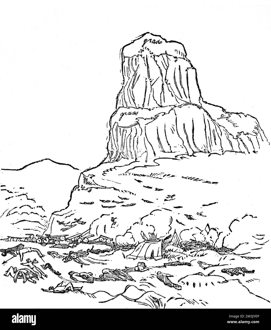 The Battle of Isandhlwana. Isandula Hill - facsimile of sket Stock ...