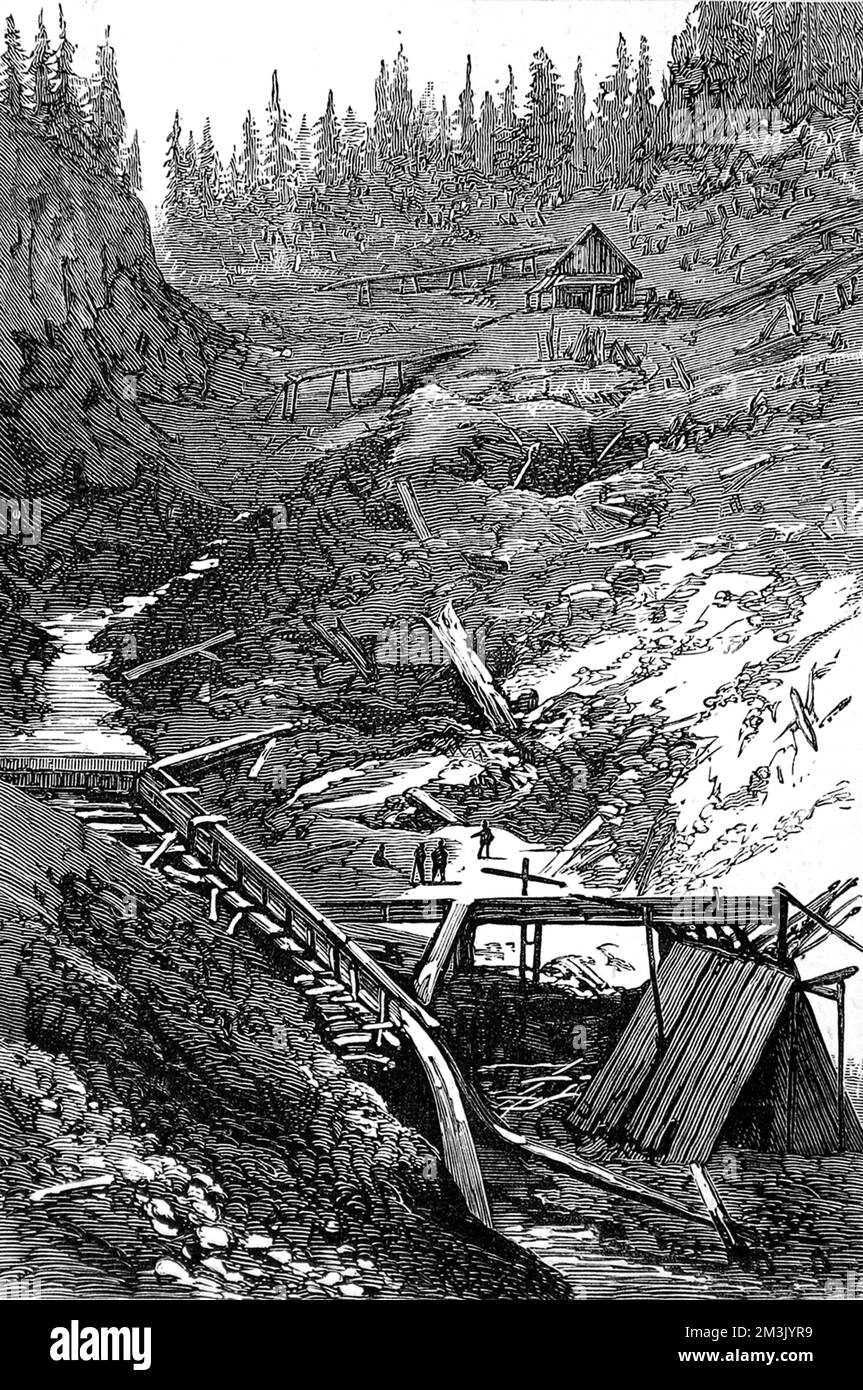Stout's Gulch, Williams' Creek, British Columbia, 1882 Stock Photo - Alamy