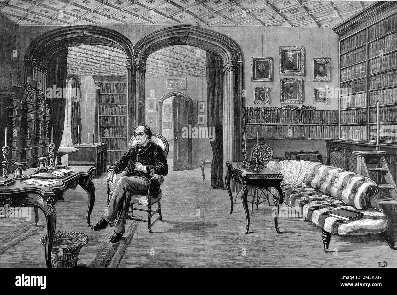 Benjamin Disraeli in his library, Hughenden Manor Stock Photo - Alamy