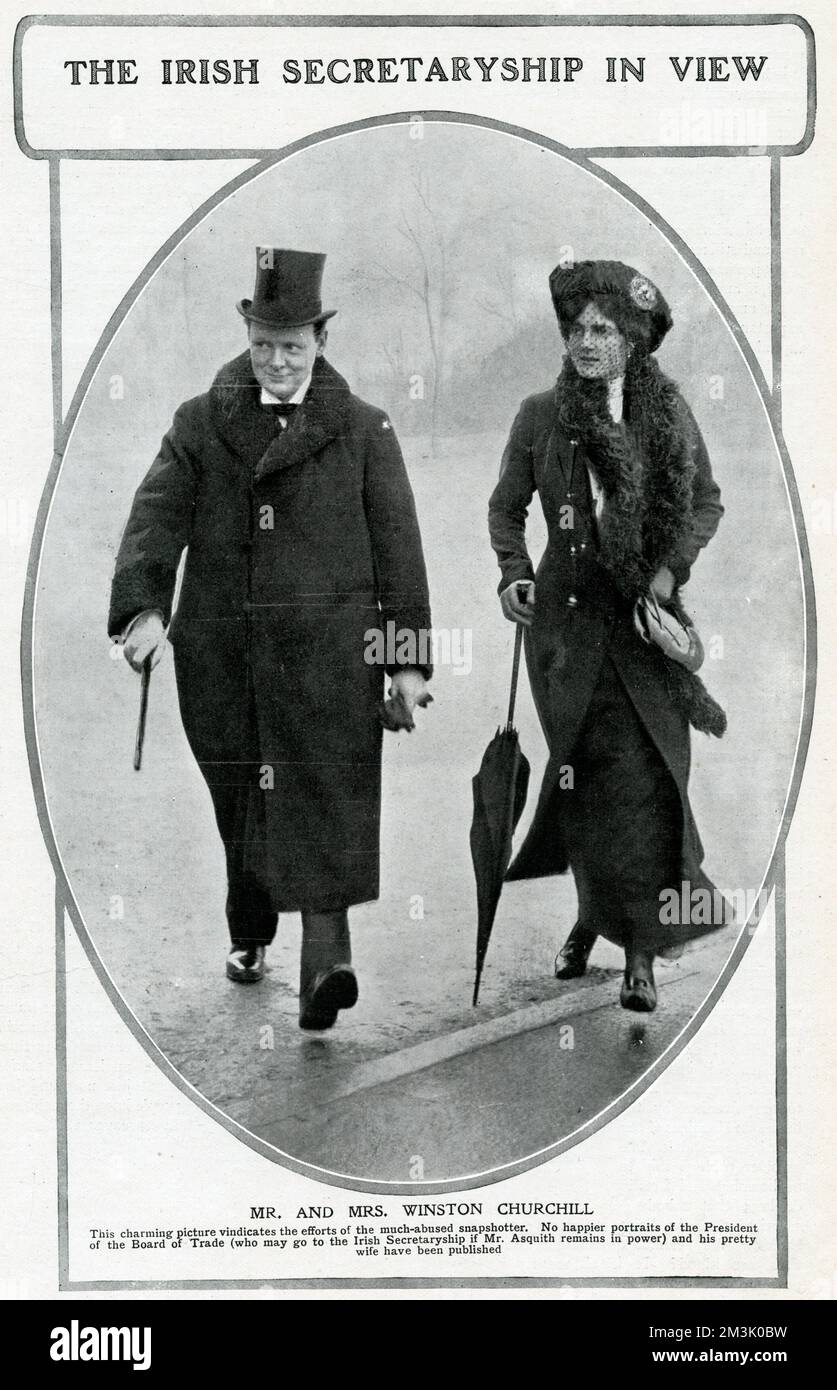 Winston Churchill with wife Clementine Churchill 1910 Stock Photo - Alamy
