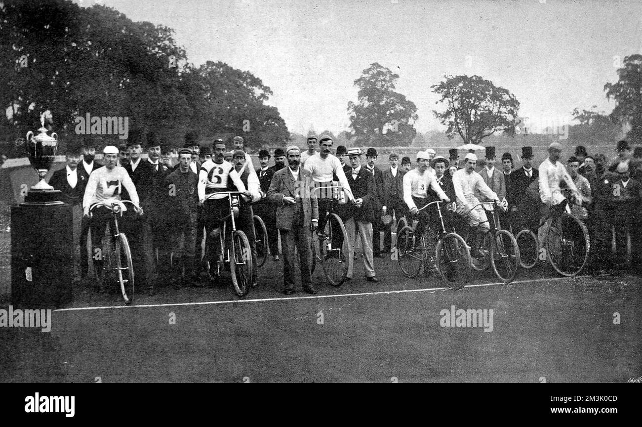 The Cyclists participating in the 24 hour Bicycle race at Herne Hill velodrome, on the 22nd July ...