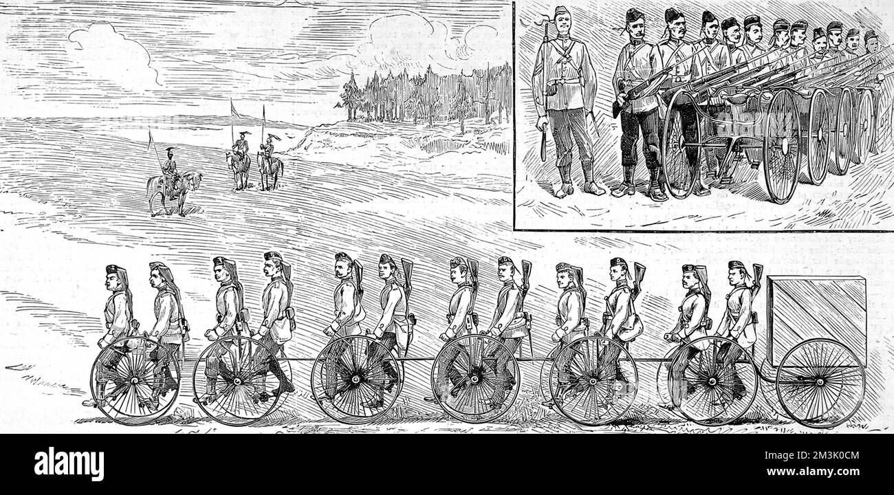 Military Multi-Cycle On trial at Aldershot, 1887 Stock Photo - Alamy