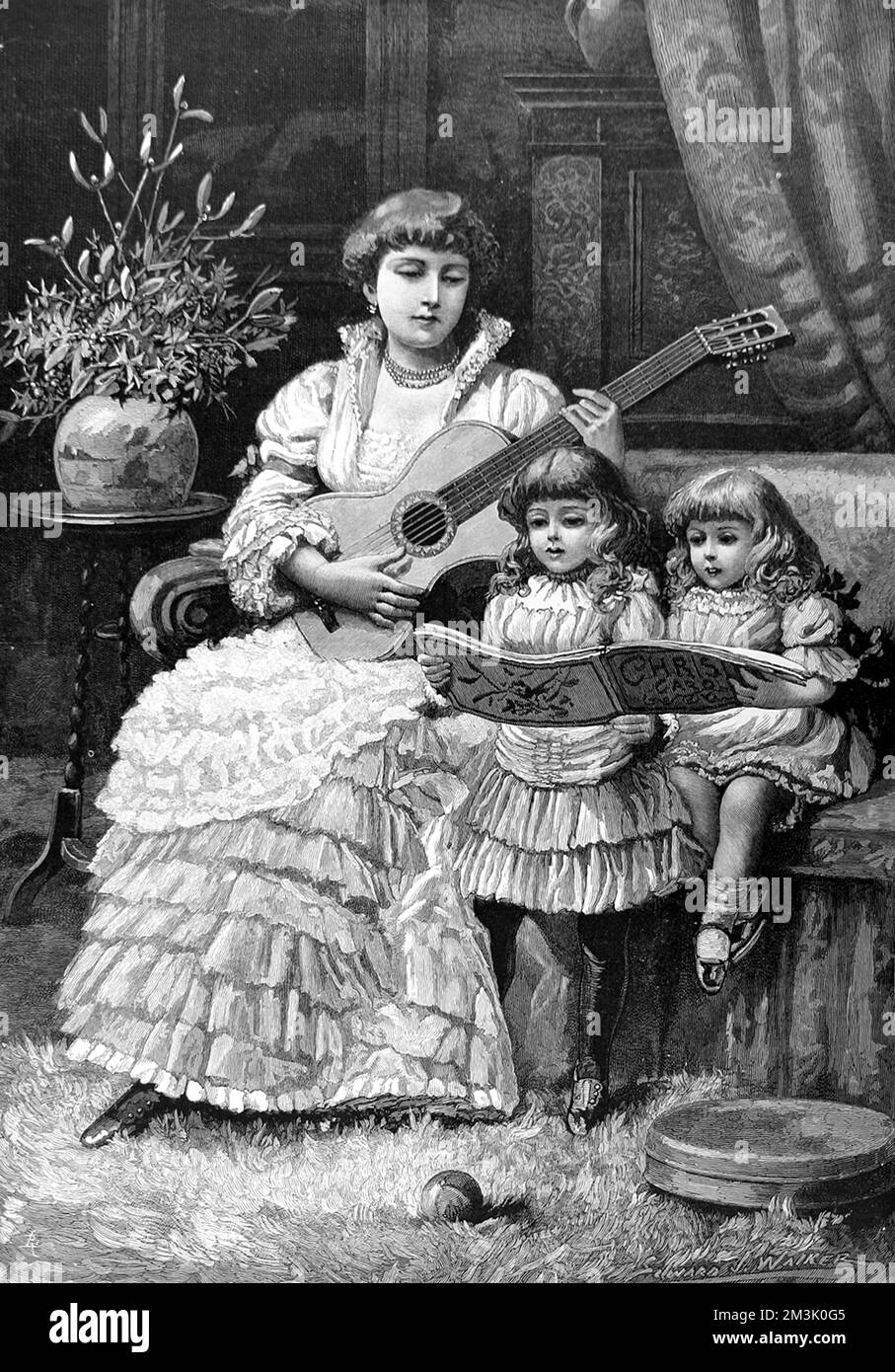 Christmas Carols in a Victorian Household 1885 Stock Photo - Alamy