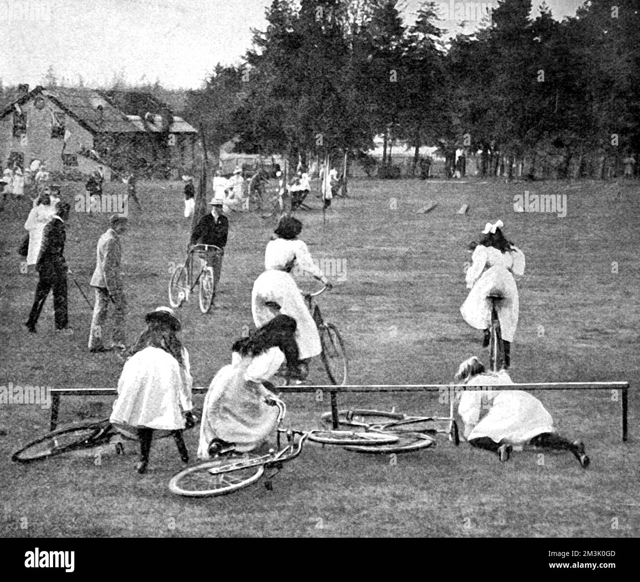 Bicycle Obstacle Race for Girls, 1898 Stock Photo - Alamy