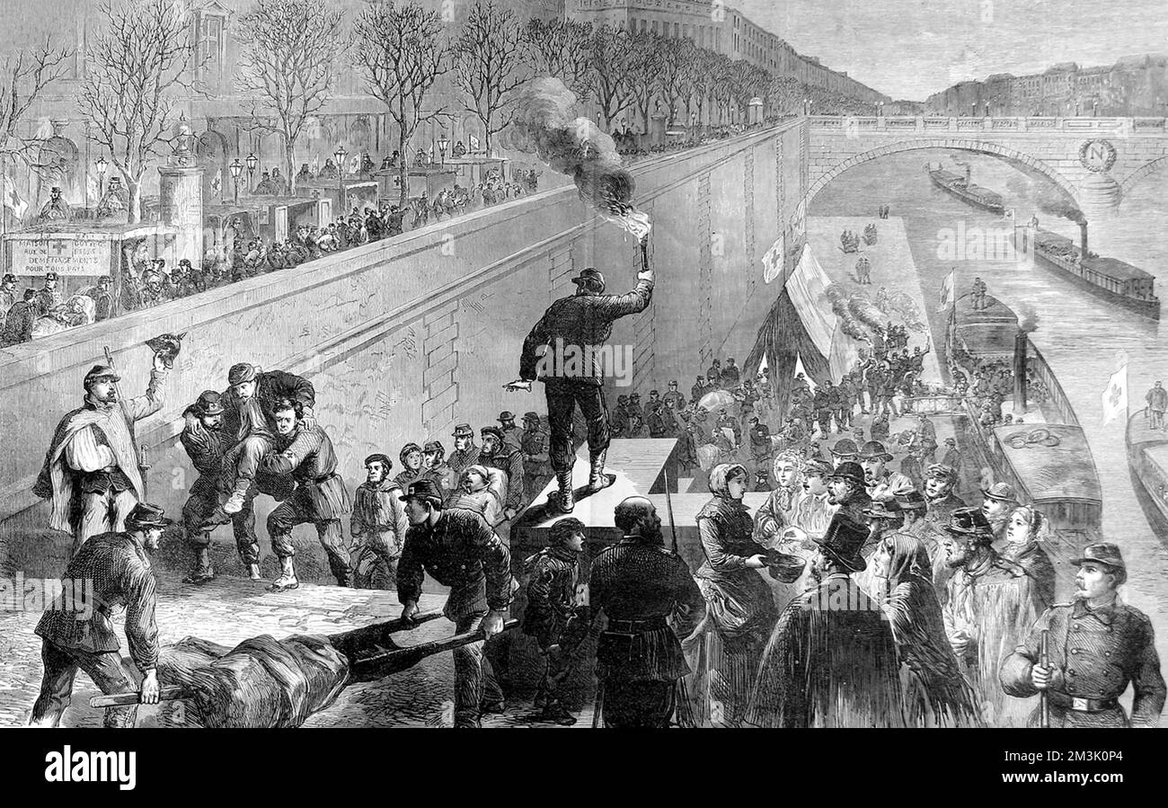 French wounded being landed at Paris; Franco-Prussian War Stock Photo ...