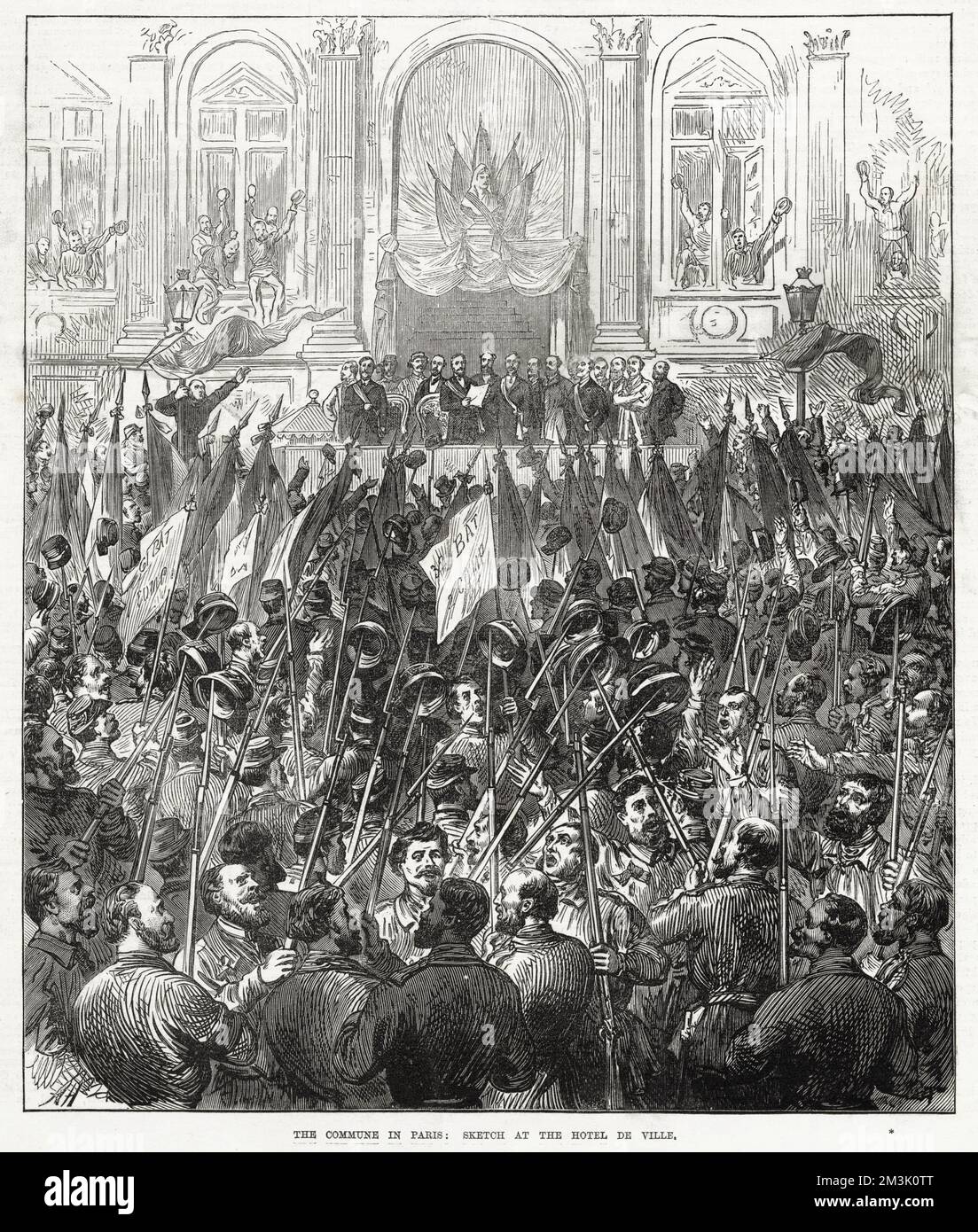 The Hotel de Ville at the start of the Paris Commune 1871 Stock Photo ...