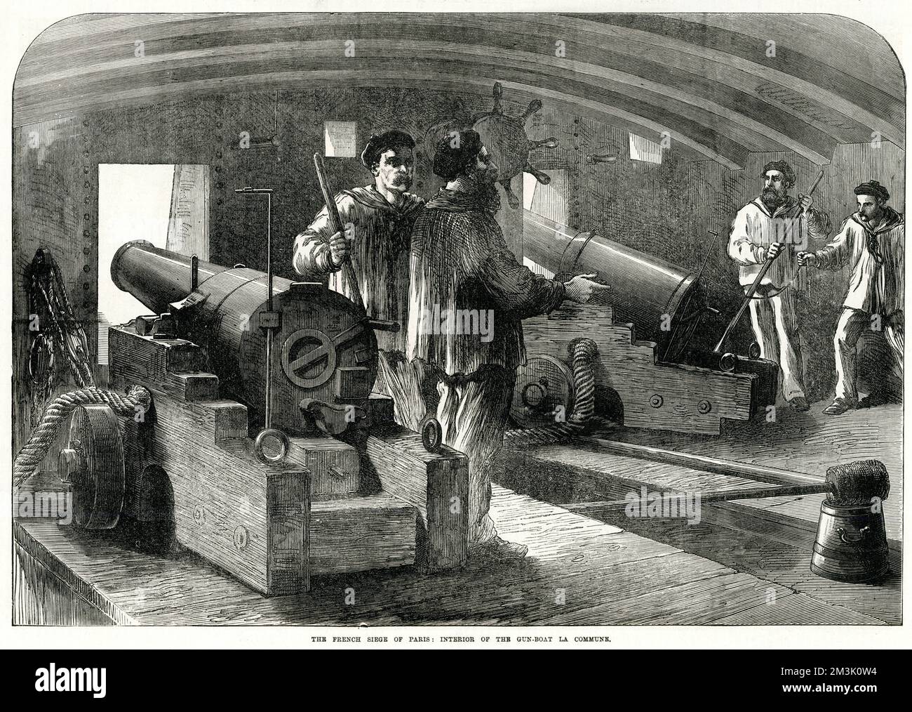 The interior of the Communard gun-boat La Commune, shown equipped with ...