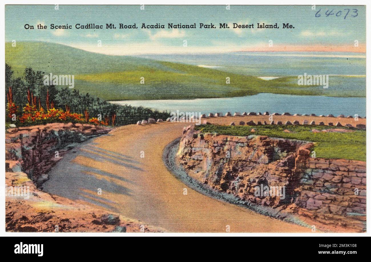 On scenic Cadillac Mt. Road, Acadia National Park, Mt. Desert Island ...