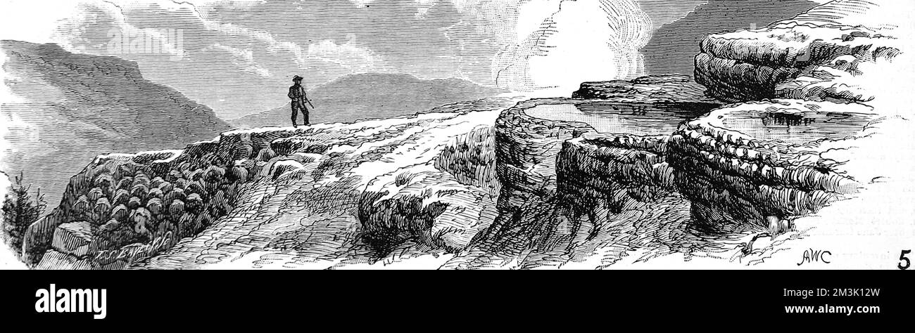 Mammoth Hot Springs, Gardiner's River, Yellowstone 1883 Stock Photo - Alamy
