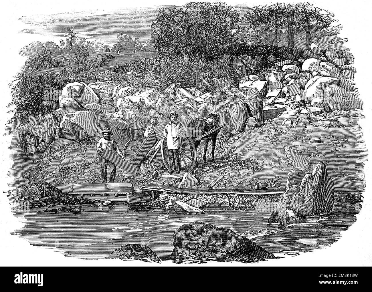 America. Photographs of California. Gold washing on the Yuba Stock ...