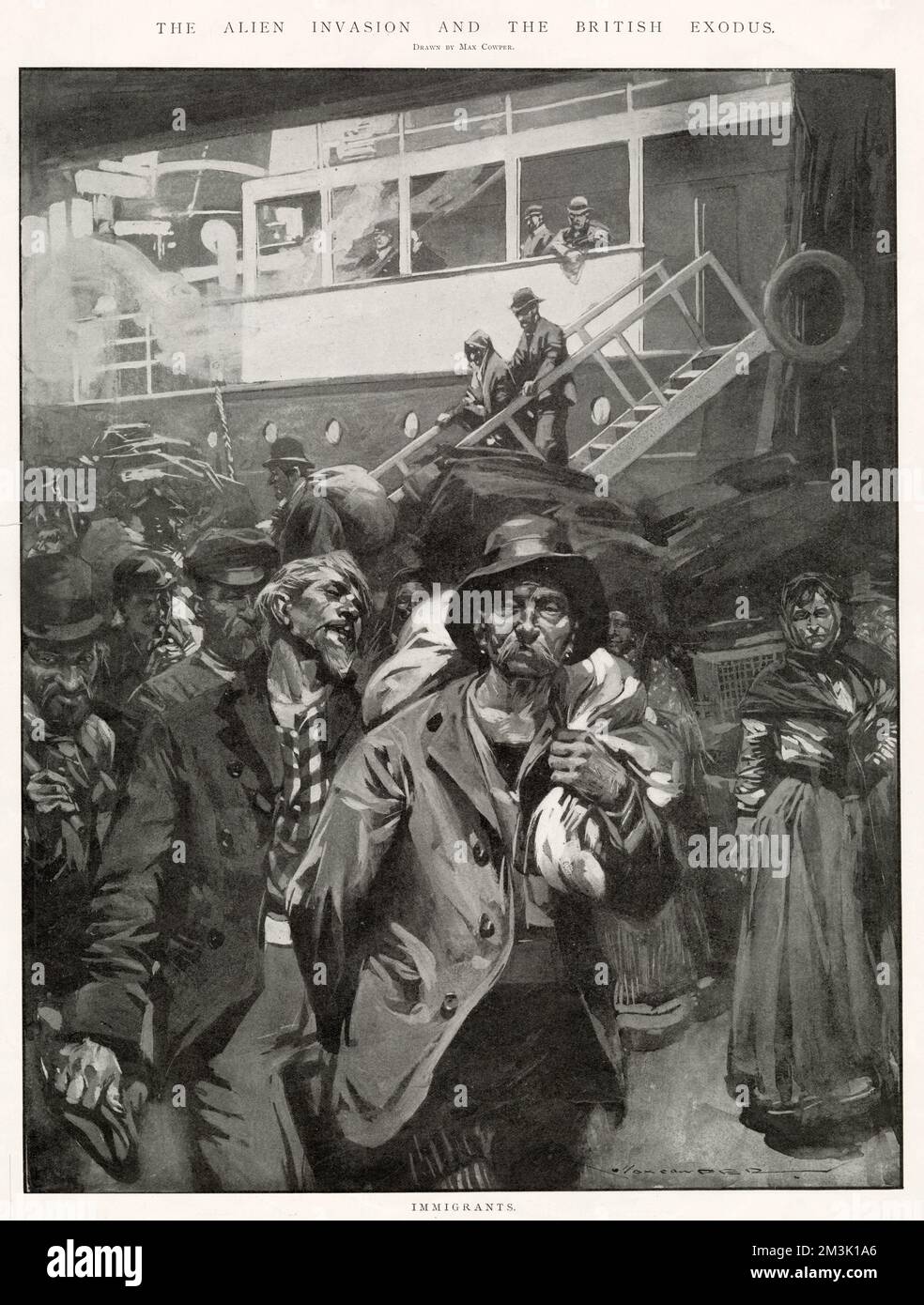 Eastern European immigrants coming down the gangway of the ship to ...