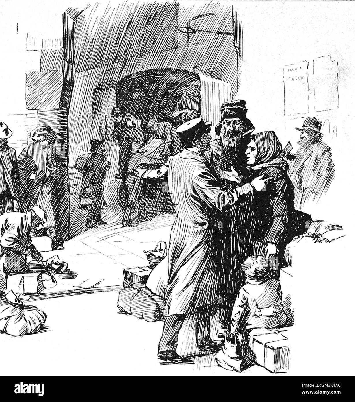 British Customs Officer with Immigrants, London 1904 Stock Photo - Alamy