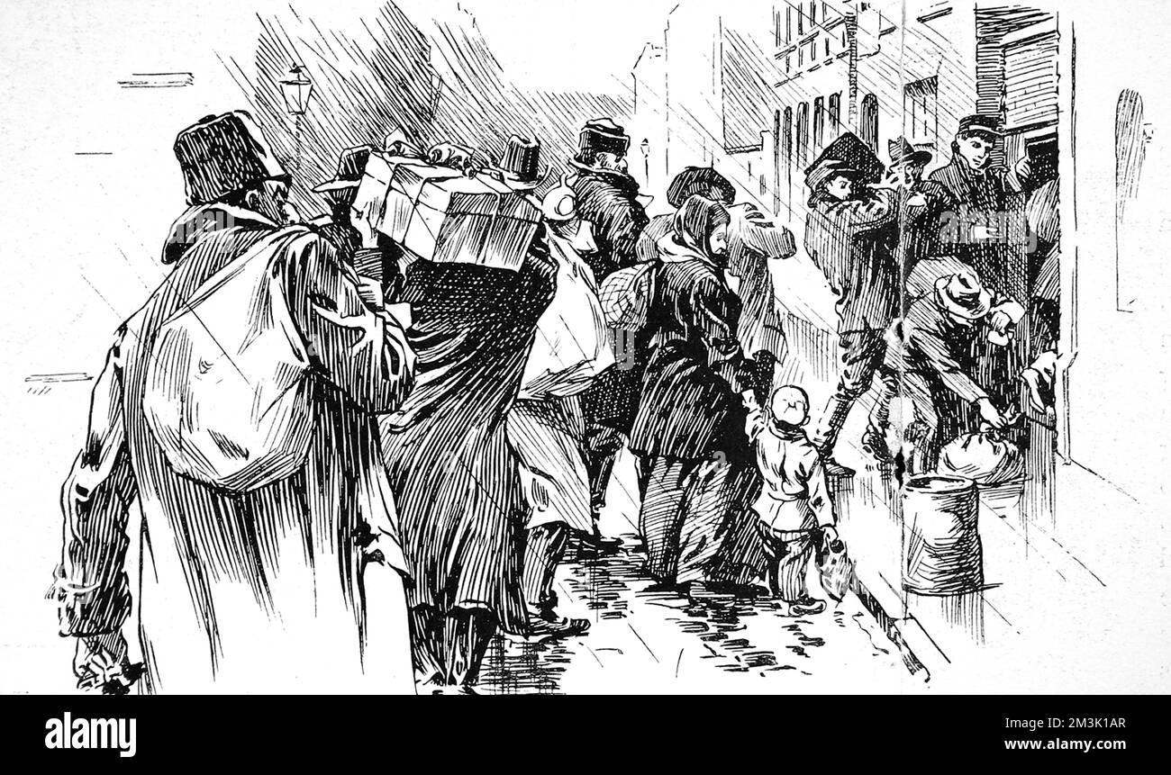 Immigrants arriving at the Jewish Shelter, London 1904 Stock Photo - Alamy