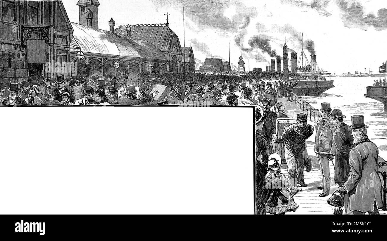 The Landing Stage at Liverpool Docks, 1884 Stock Photo - Alamy