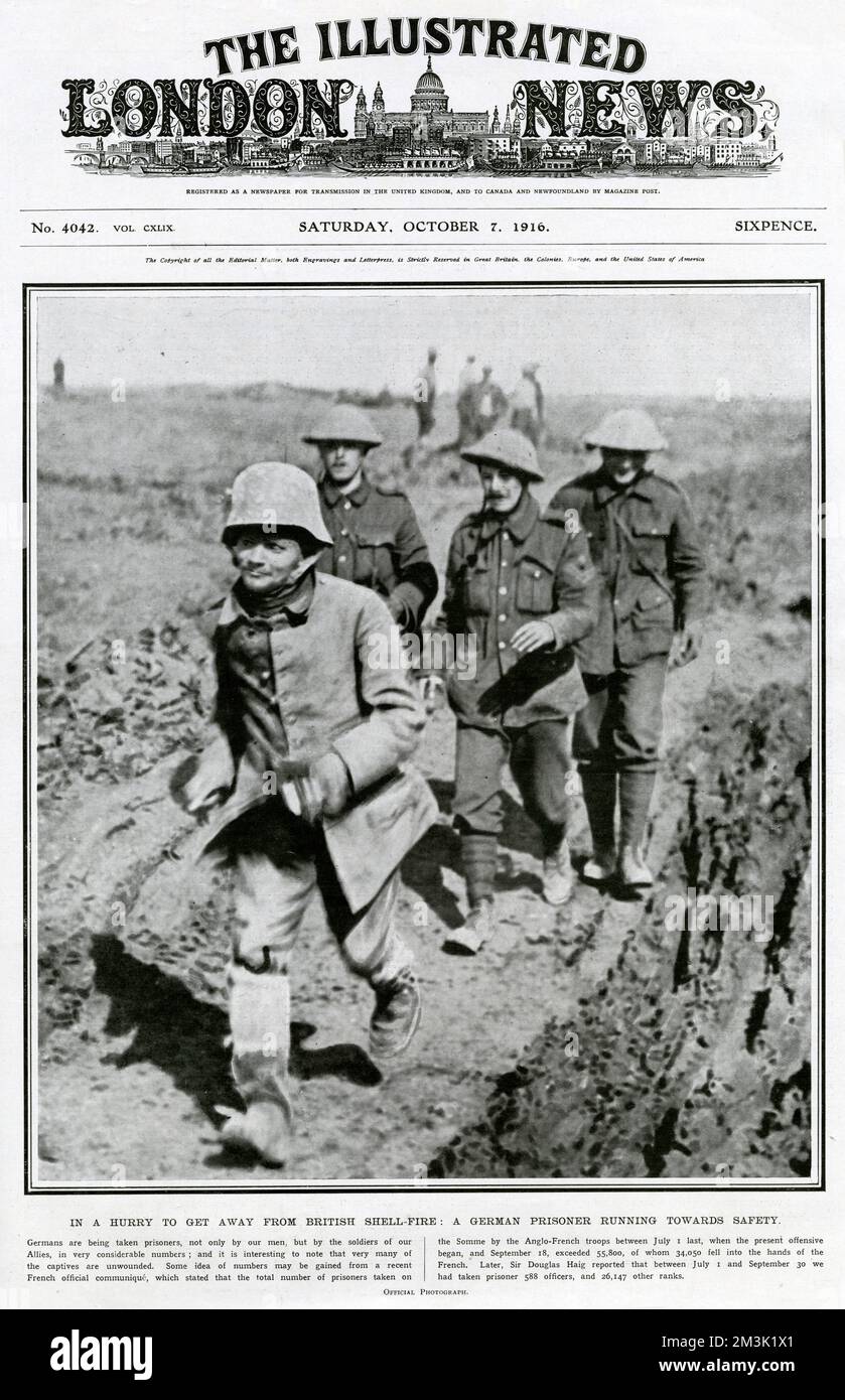 'A German prisoner running towards safety' Stock Photo - Alamy