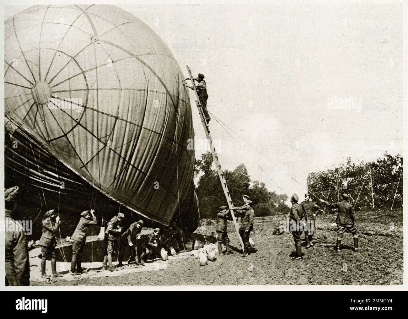 The preparation of a kite-balloon before take-off Stock Photo - Alamy