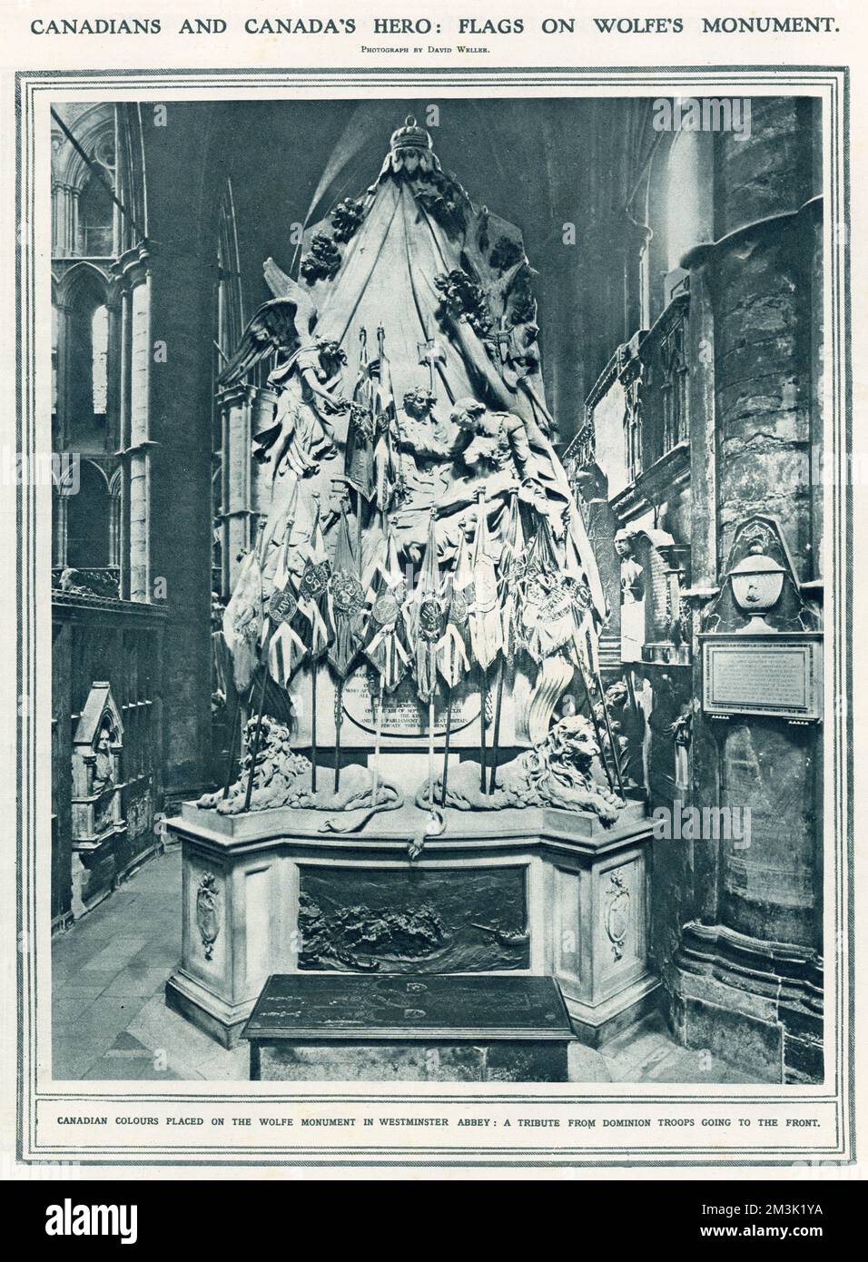 Candadian regimental Colours placed on the Wolfe Monument Stock Photo ...