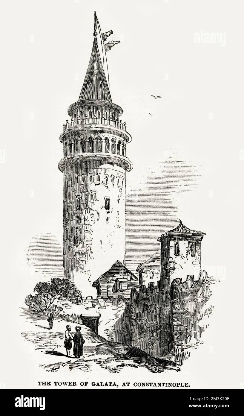 Tower of Galata, Constantinople 1854 Stock Photo - Alamy