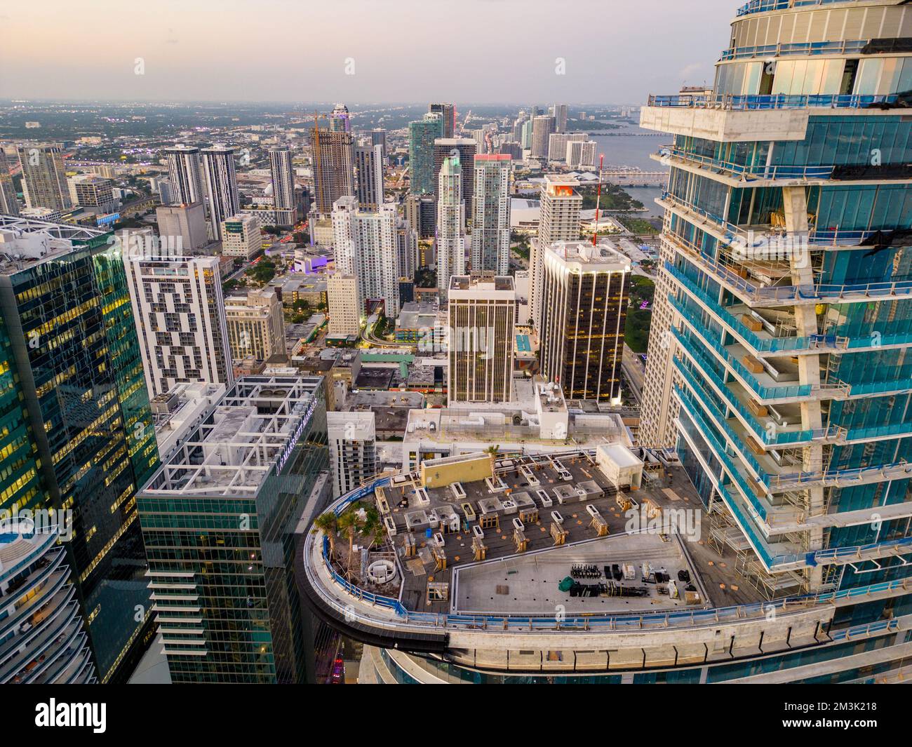 Miami, FL, USA - December 14, 2022: Aerial drone photo Aston Martin ...