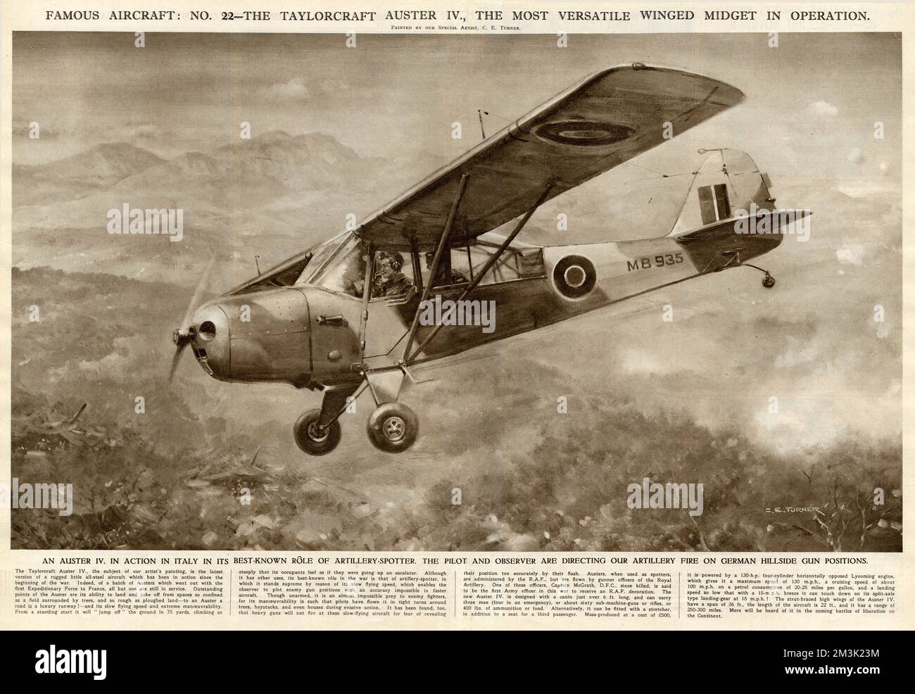 Taylorcraft Auster IV Aeroplane; Second World War, 1944 Stock Photo - Alamy