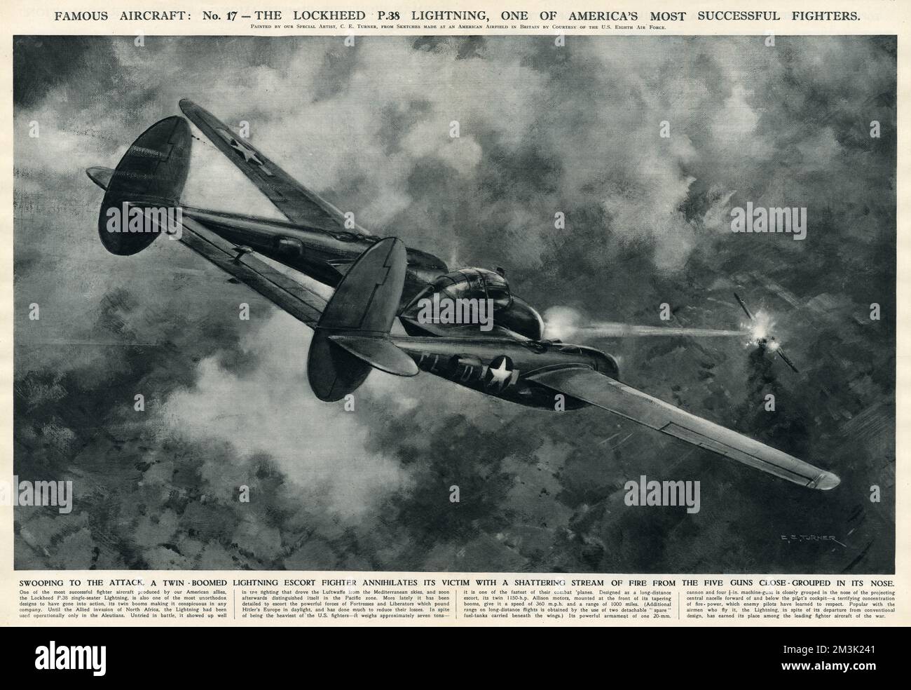 Lockheed P-38 'Lightning' in action; Second World War, 1944 Stock Photo ...