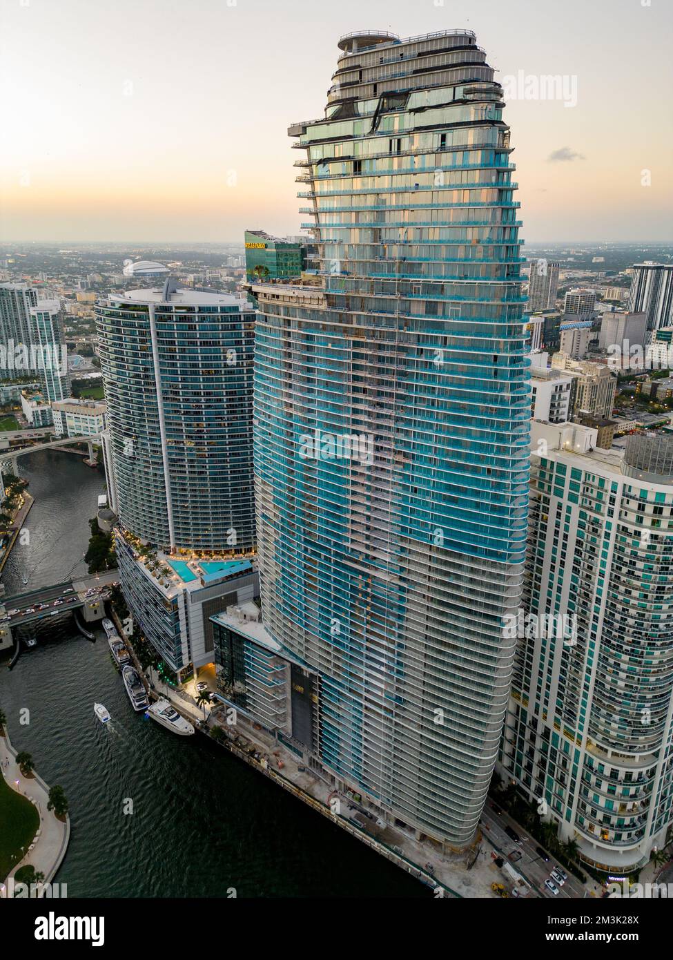 Miami, FL, USA - December 14, 2022: Aerial drone photo Aston Martin ...