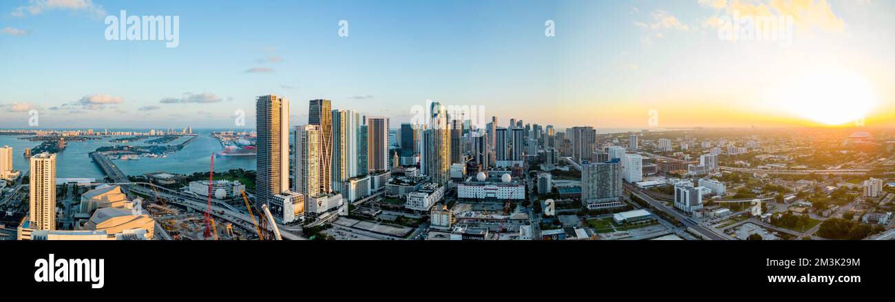 Aerial panorama Downtown Miami FL cityscape Stock Photo - Alamy