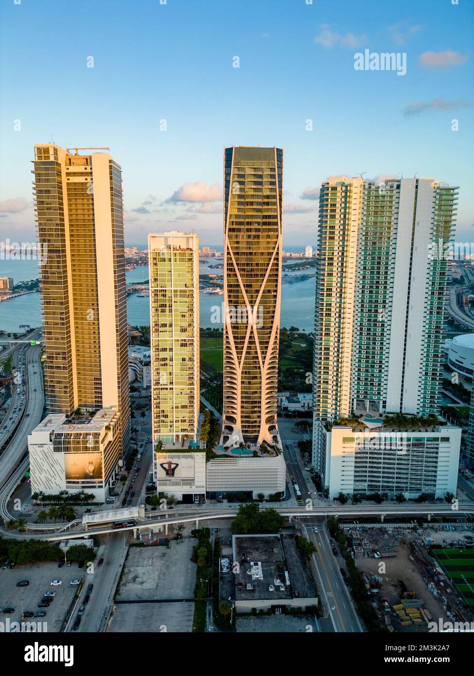 Miami, FL, USA - December 14, 2022: Aerial drone photo of luxury ...