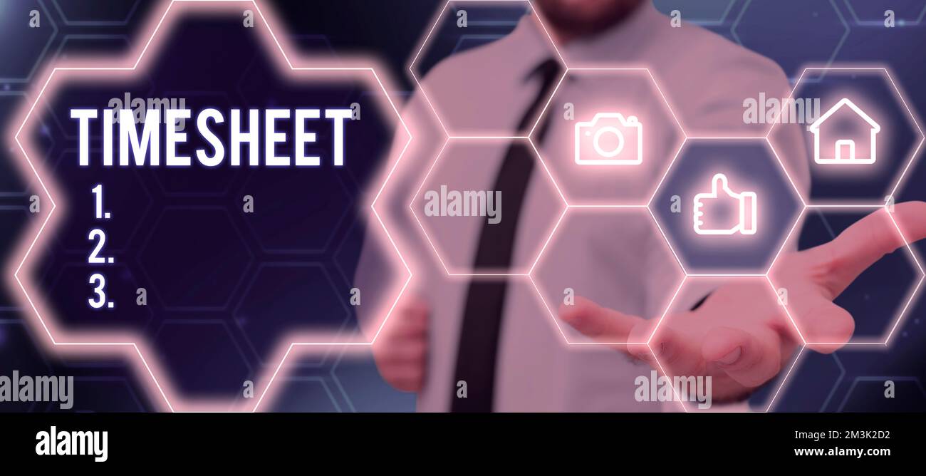 Conceptual caption Timesheet. Internet Concept graphical representation ...