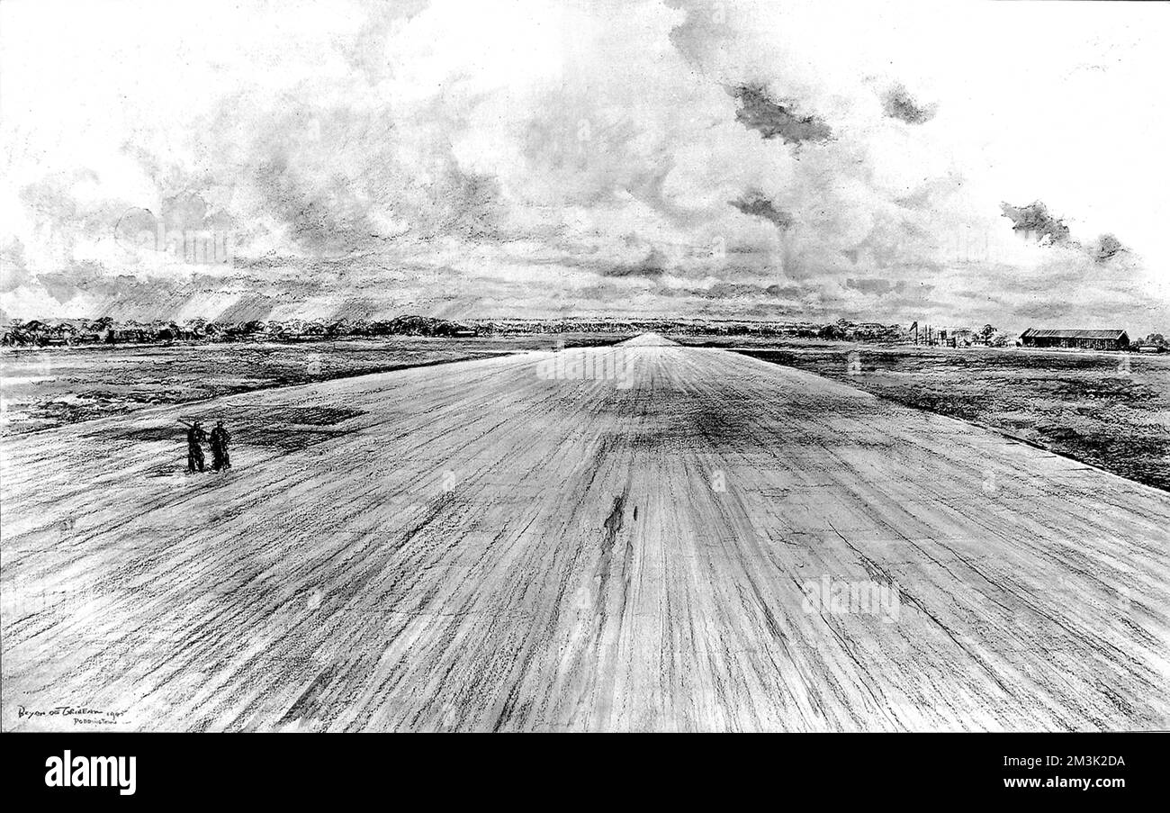 Drawing showing the huge deserted runway of Podlington airfield ...