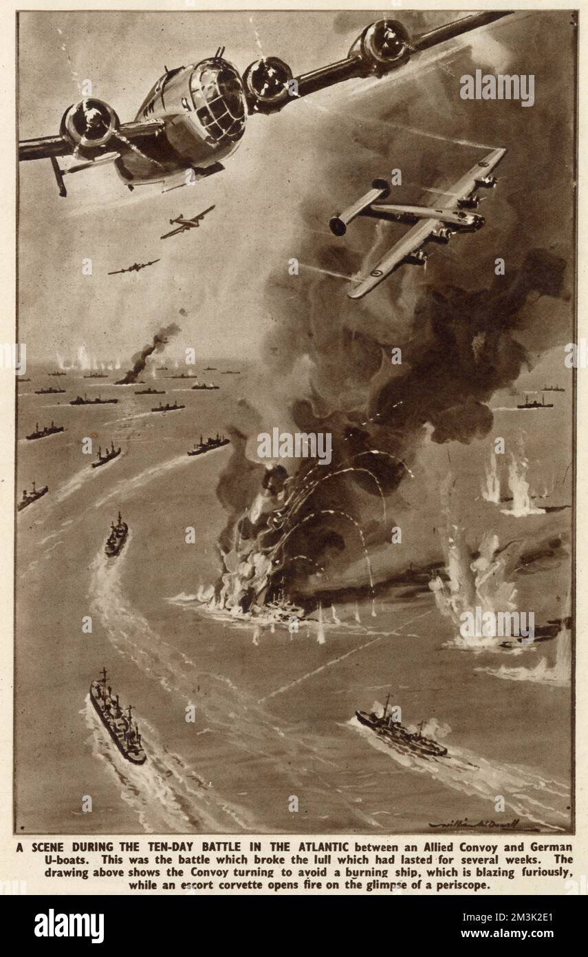RAF 'Liberator' bombers over an Atlantic Convoy Stock Photo - Alamy