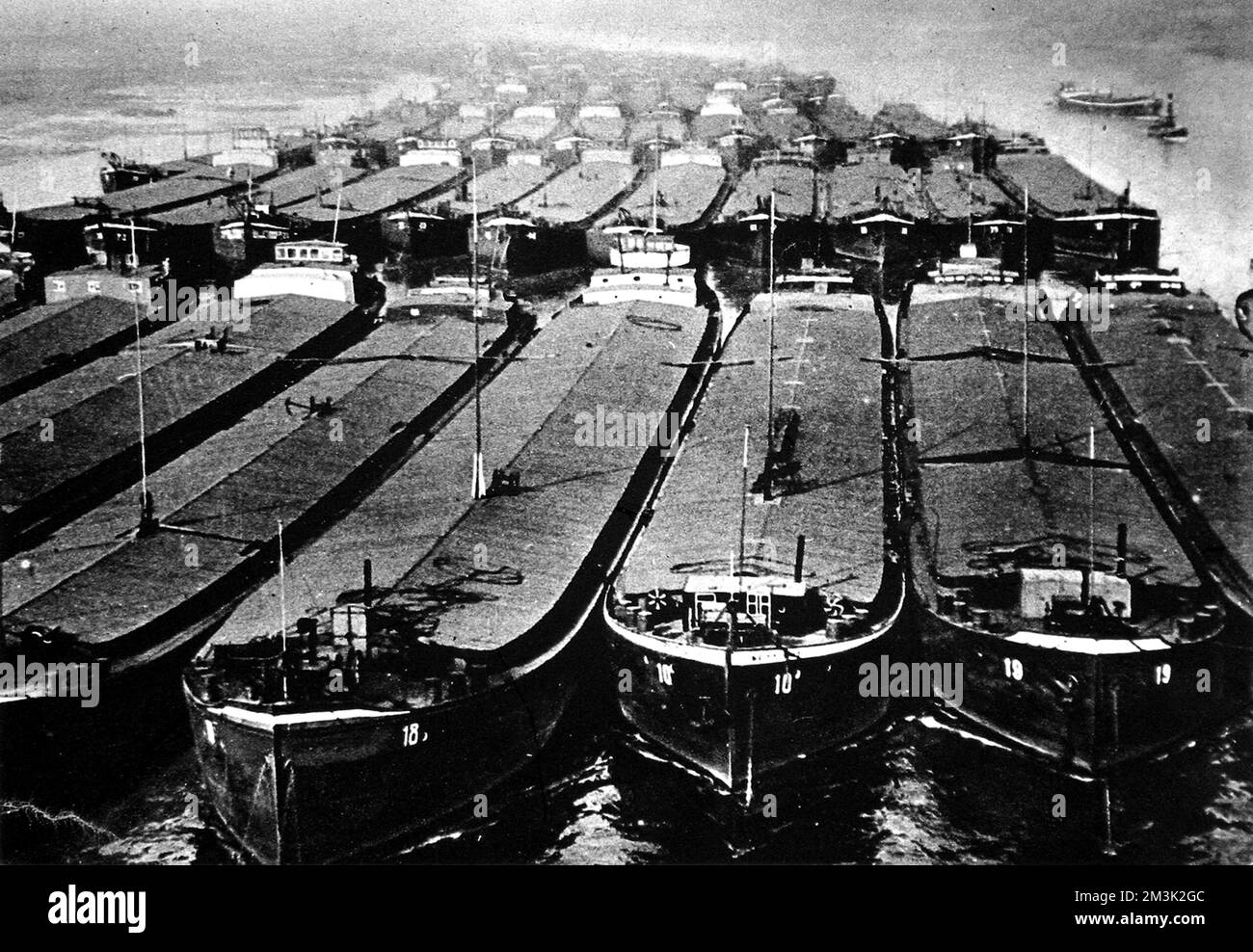 Fleet of German Commercial Barges; Second World War Stock Photo - Alamy