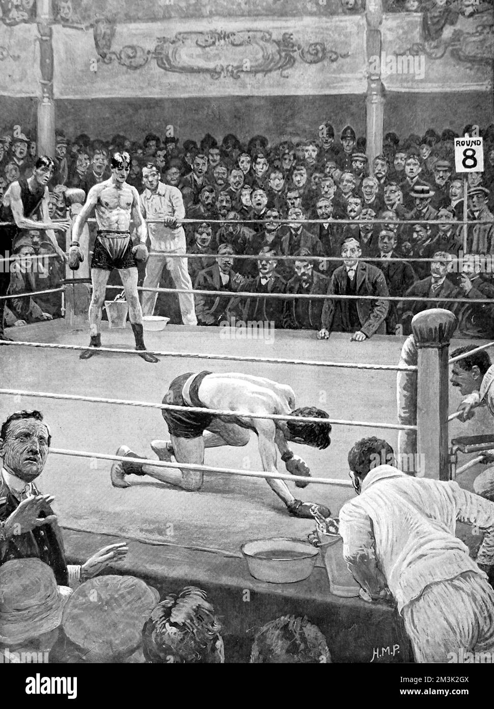 Boxing Match at the Ring Boxing Saloon, London 1911 Stock Photo - Alamy