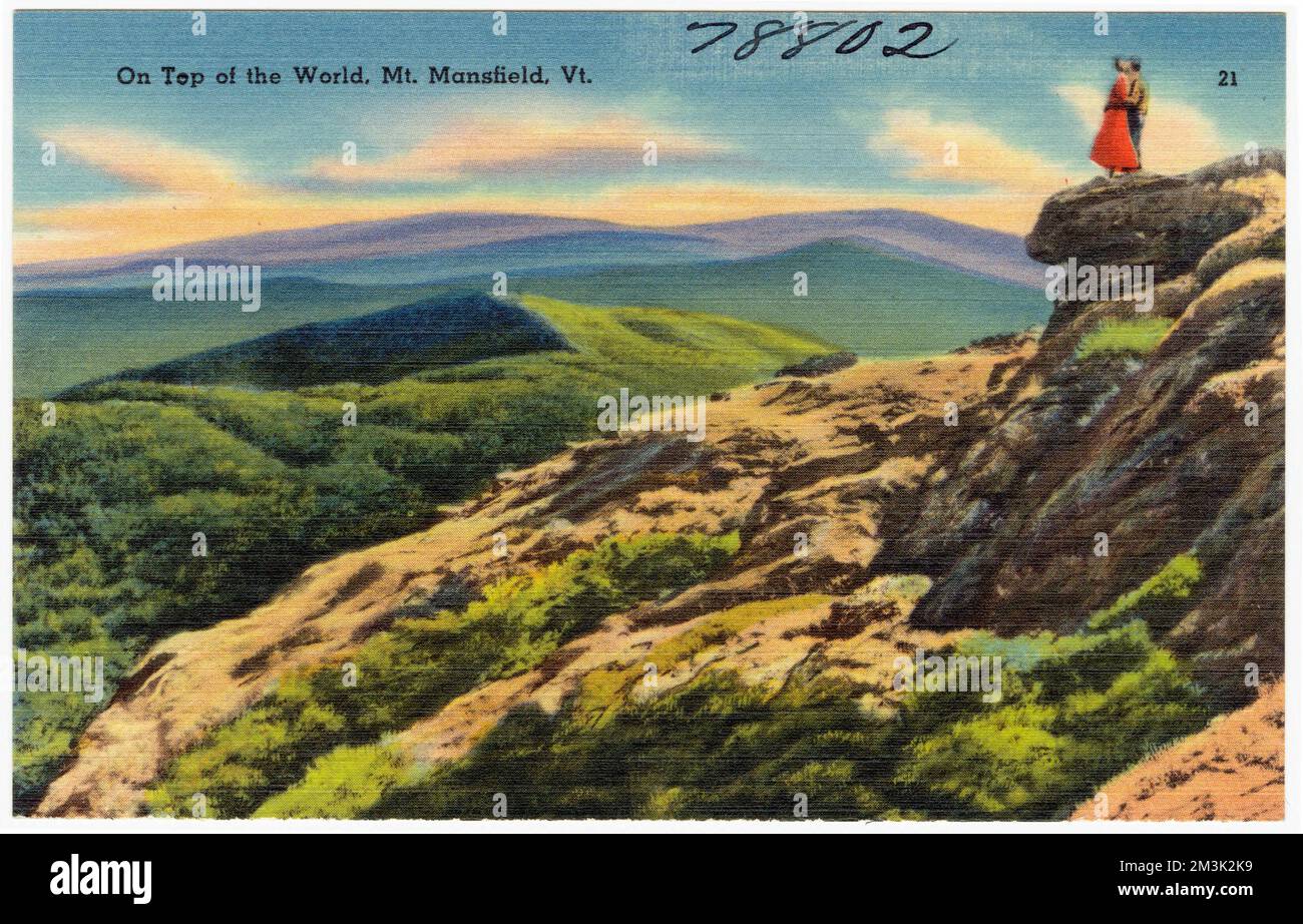 On top of the world, Mt. Mansfield, Vt. , Mountains, Tichnor Brothers ...