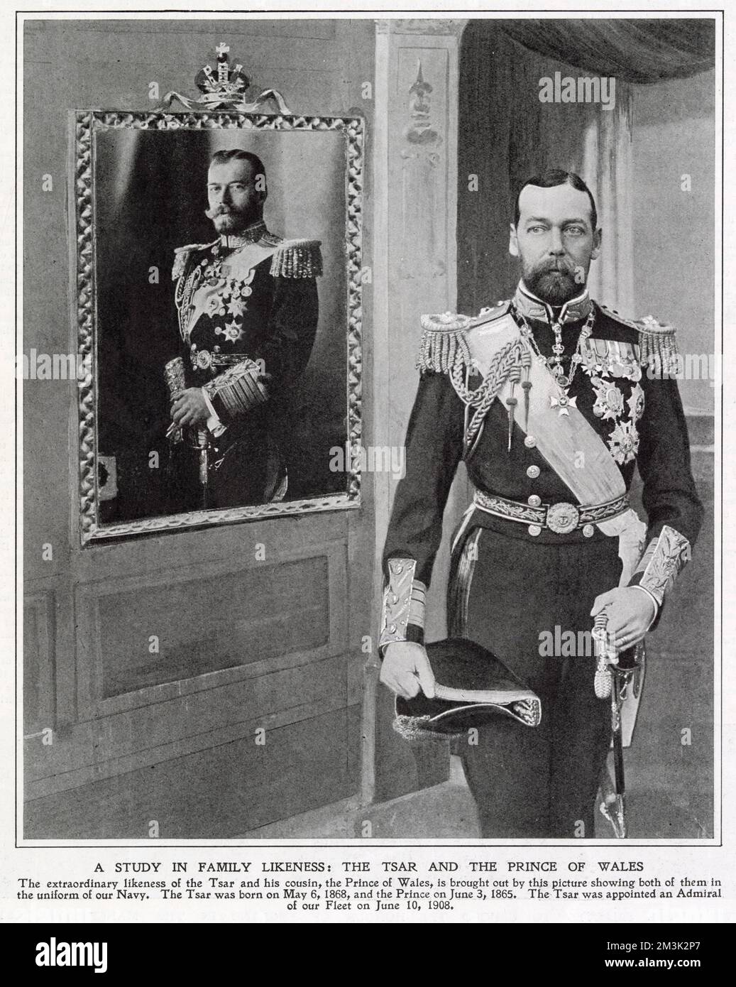 King George V beside a portrait of the Czar 1909 Stock Photo - Alamy