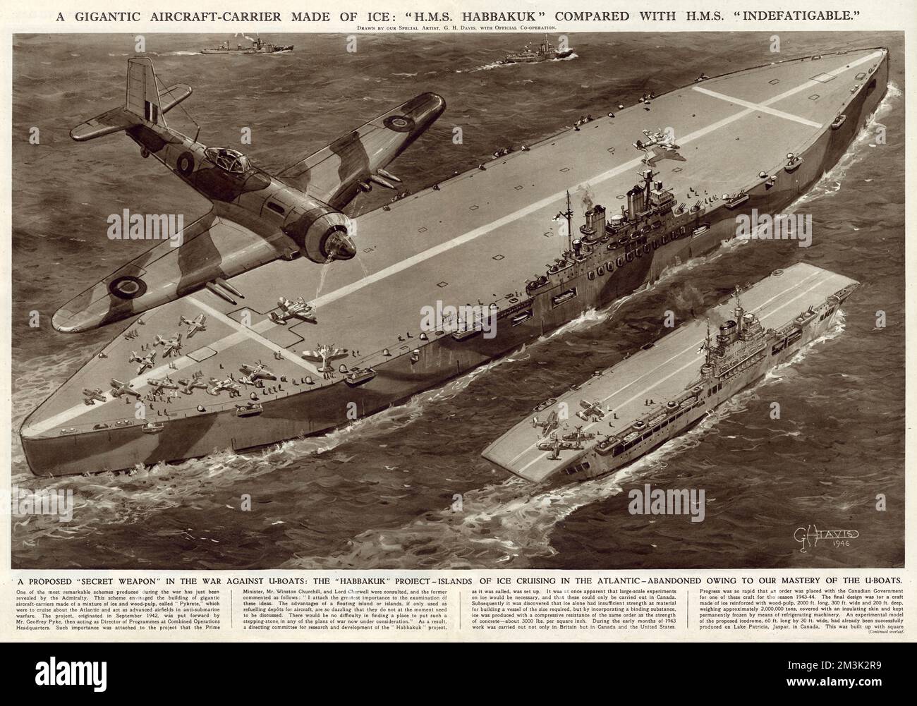 HMS 'Habbakuk' with HMS 'Indefatigable', 1946 Stock Photo - Alamy