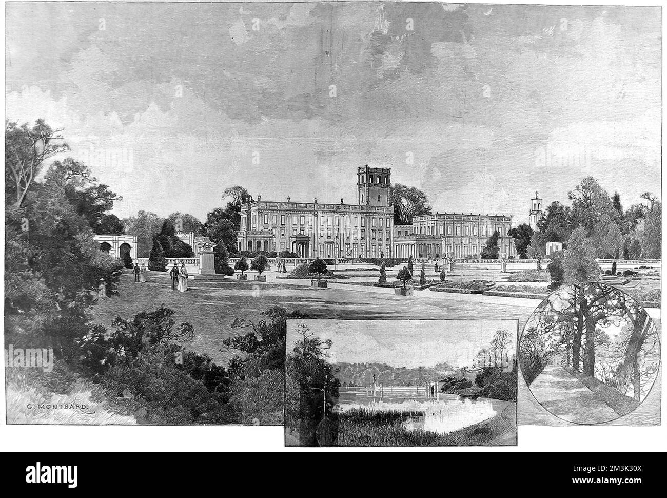 Three views of Trentham Hall, Staffordshire, the seat of the Duke of ...