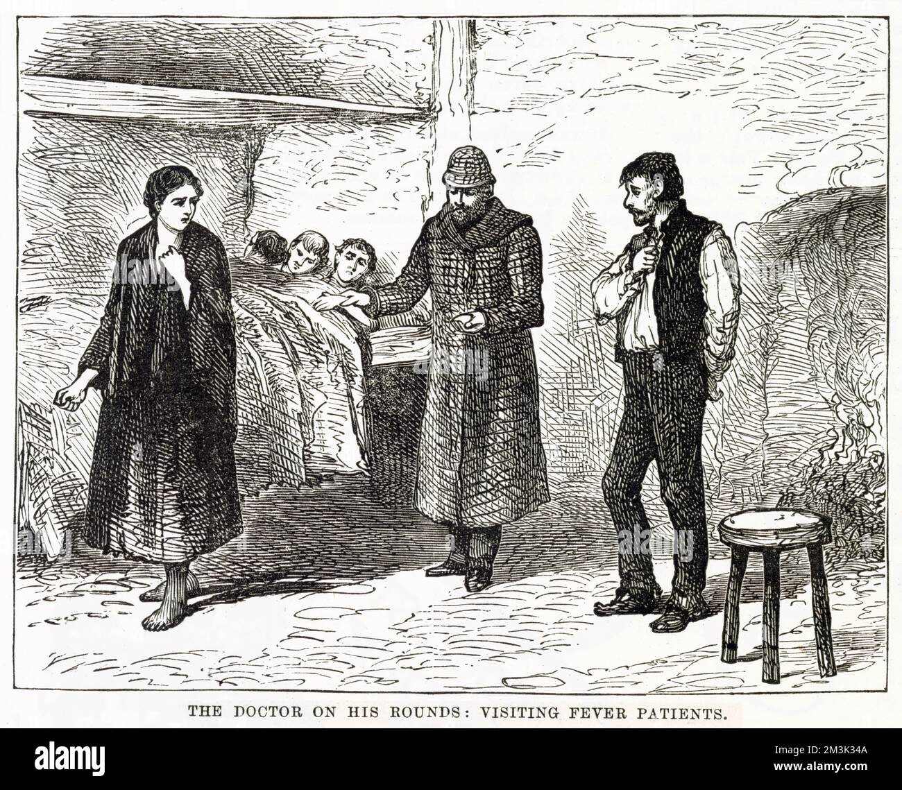 Doctor on his rounds visiting fever patients, Ireland 1886 Stock Photo ...